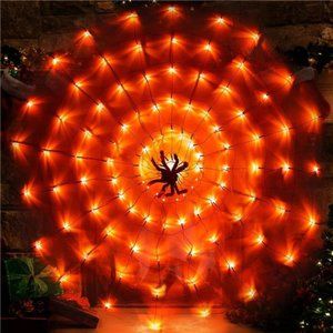 Holiday | 12 Led 492ft Giant Spider Web Lights With Hairy Spider And ...